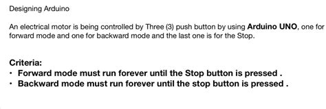 Solved Designing Arduino An Electrical Motor Is Being Controlled By Three 3 Push Buttons