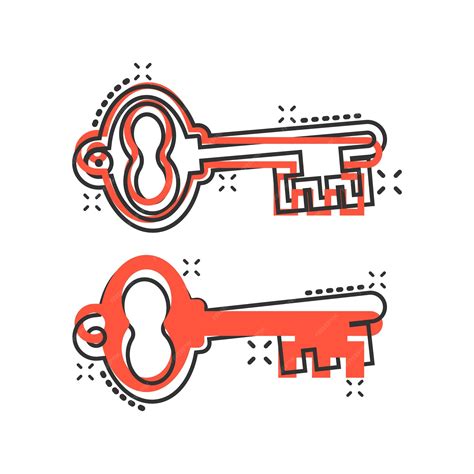 Premium Vector Key Icon In Comic Style Password Cartoon Vector Illustration On White Isolated