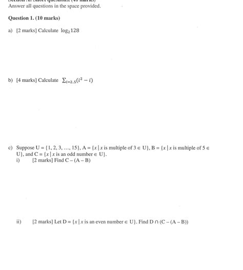 Solved Answer All Questions In The Space Provided Question Chegg