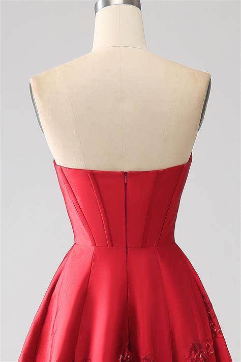 Zapaka Vestido De Fiesta Rojo Oscuro Para Mujer Elegante Princesa De