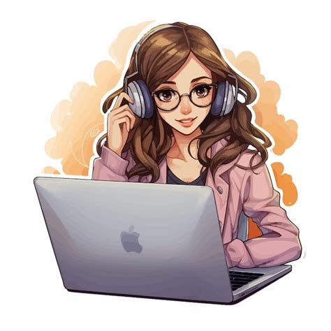 Premium Vector Girl With Laptop Vector