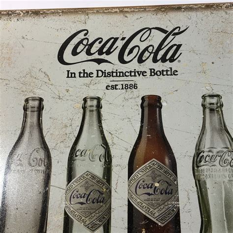 Coca Cola Tin Metal Sign In The Distinctive Bottle Est 1886 Coke