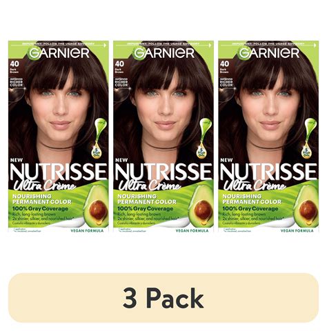 3 Pack Garnier Nutrisse Nourishing Hair Color Creme 040 Dark Brown