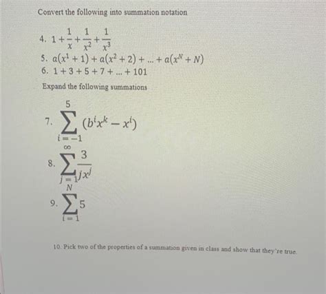 Solved Convert The Following Into Summation Notation 4