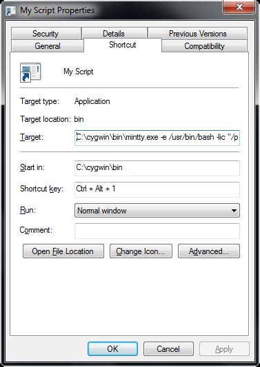 Bash How Can I Attach A Cygwin Script To A Keystroke Super User