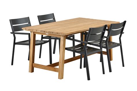 Keros And Delia Matgrupp Teak Svart Brafab Hållbara Utemöbler Med Svensk Design