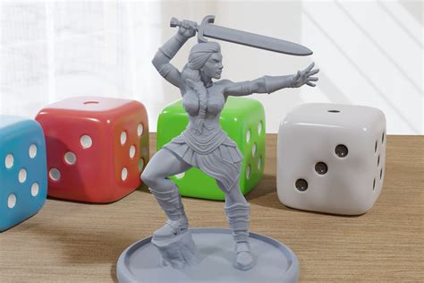 Barbarian Sexy Pinup 3d Printed Minifigures For Fantasy Miniature Tabl