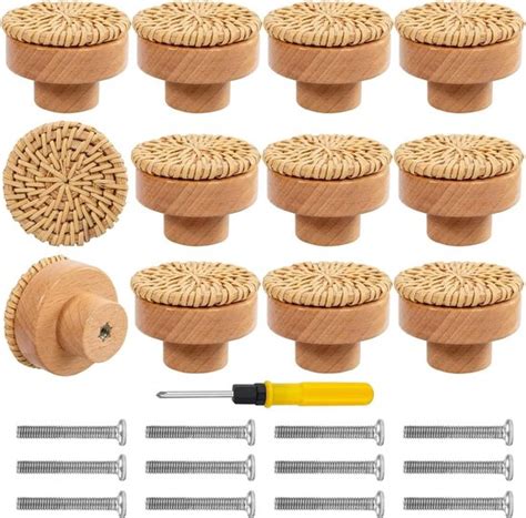 Rotan Meubelknoppen 12 Stuks Kastknoppen Boho Decoratie Houten