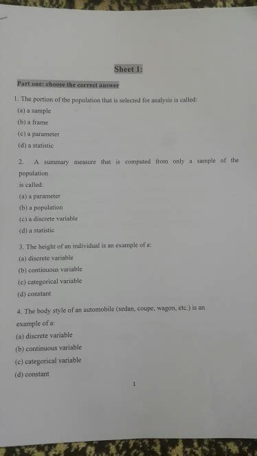 solved sheet 1 part one choose the correct answer 1 the