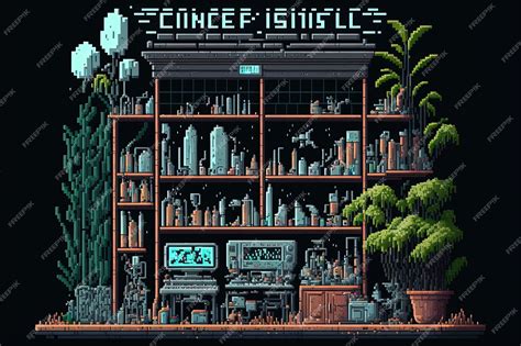 Premium Ai Image Pixel Art Science Lab Chemistry Lab Background In Retro Style For 8 Bit Game