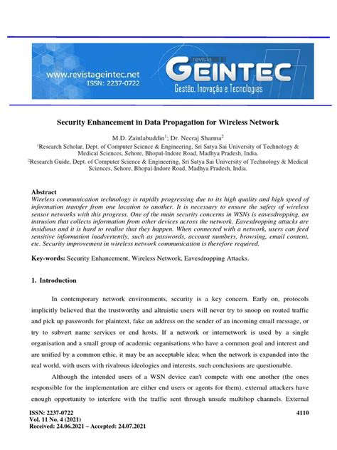 security enhancement in data propagation for wireless network pdf