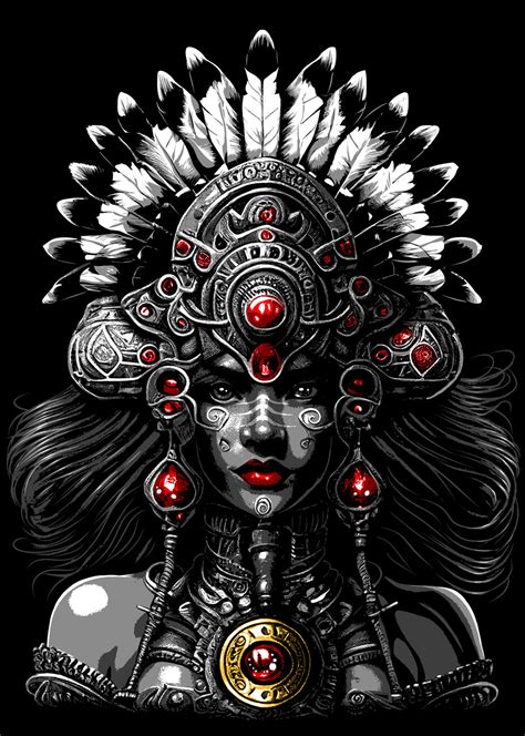 Native American Warrior Woman Drawing