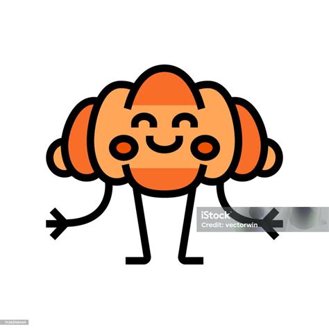 크로와상 디저트 캐릭터 컬러 아이콘 벡터 일러스트 레이 션 귀여운에 대한 스톡 벡터 아트 및 기타 이미지 귀여운 낙서
