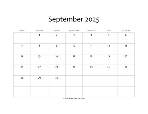 September 2025 Calendar Templates In Word Pdf Excel