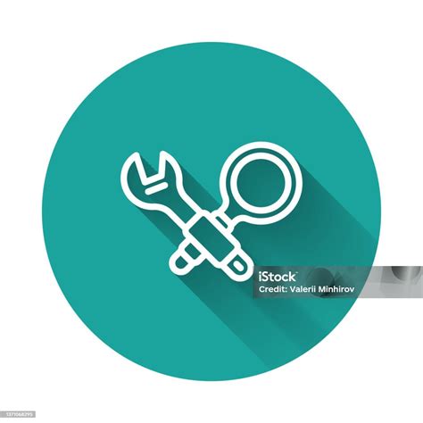 White Line Debugging Icon Isolated With Long Shadow Background
