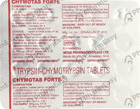 Chymotas Forte 100000 Au Tablet 20 Uses Side Effects Price
