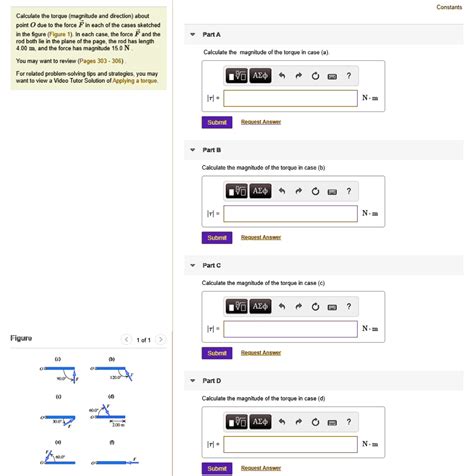 Solved Constants Calculate The Torque Magnitude And Direction About