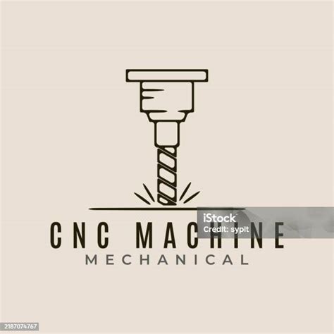 Cnc 기계 현대 기술 라인 아트 로고 아이콘 및 상징 기계 벡터 일러스트 레이 션 디자인 벽지 Cnc 장치에 대한 스톡 벡터