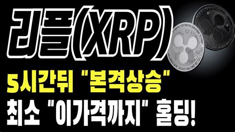 리플 전망 5시간뒤 본격상승 최소 이가격까지 홀딩 Youtube