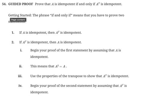 Solved Guided Proof Prove That A ﻿is Idempotent If And Only