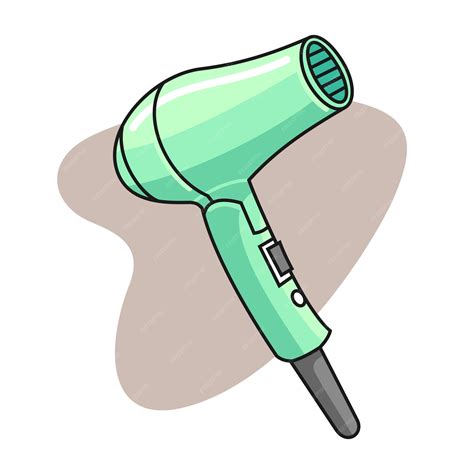 헤어 드라이어 만화 일러스트 레이션 프리미엄 벡터