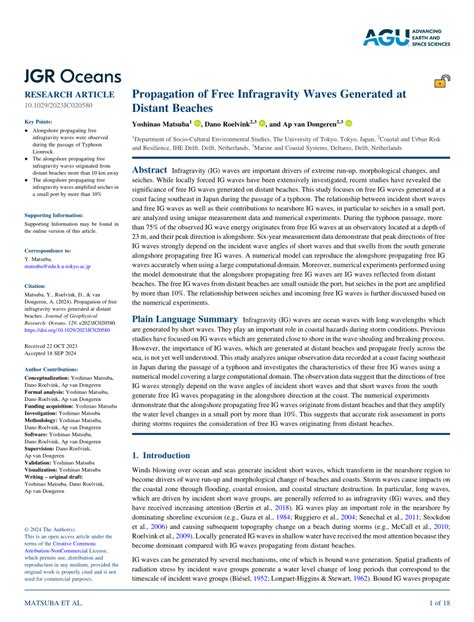 Pdf Propagation Of Free Infragravity Waves Generated At Distant Beaches