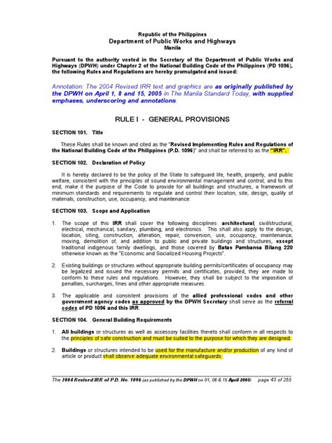 Pd 1096 National Building Code Of The Philippines Pdf Fine Penalty