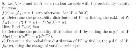 Solved Let λ 0 and let x be a random variable with the Chegg com