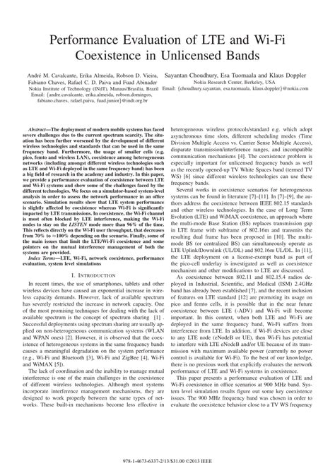 Pdf Performance Evaluation Of Lte And Wi Fi Coexistence In Unlicensed Bands