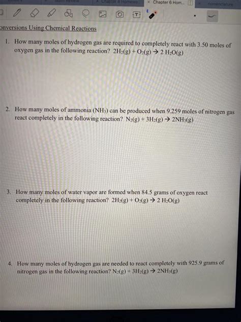Solved How Many Moles Of Hydrogen Gas Are Required To Chegg Com