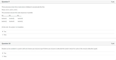 Solved 5 Pts Question 9 Three Processes Share Three Mutex