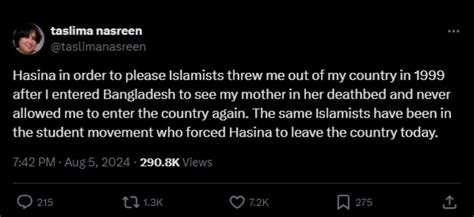What Exiled Author Taslima Nasreen Said After Former Prime Minister Sheikh Hasina Fled
