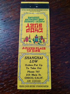 Vintage Matchcover Shanghai Low Restaurant Chico Ca Ebay
