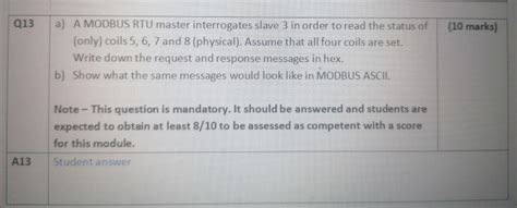 Q A A MODBUS RTU Master Interrogates Slave In Chegg
