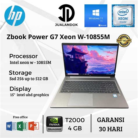 Jual Laptop Hp Zbook Power G Xeon W M Ram Gb Ssd Tb Inch Quadro T Gb