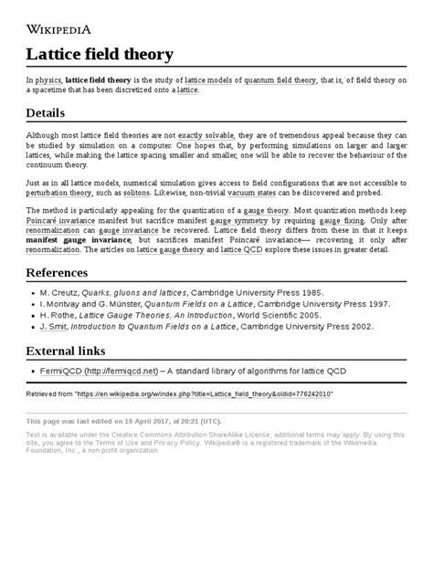 Lattice Field Theory Details Pdf