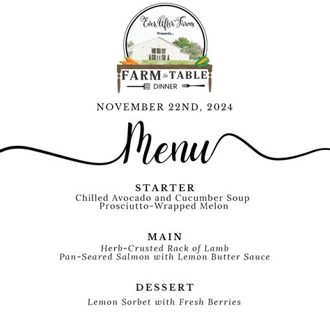 Farm To Table Menu Ever After Farms
