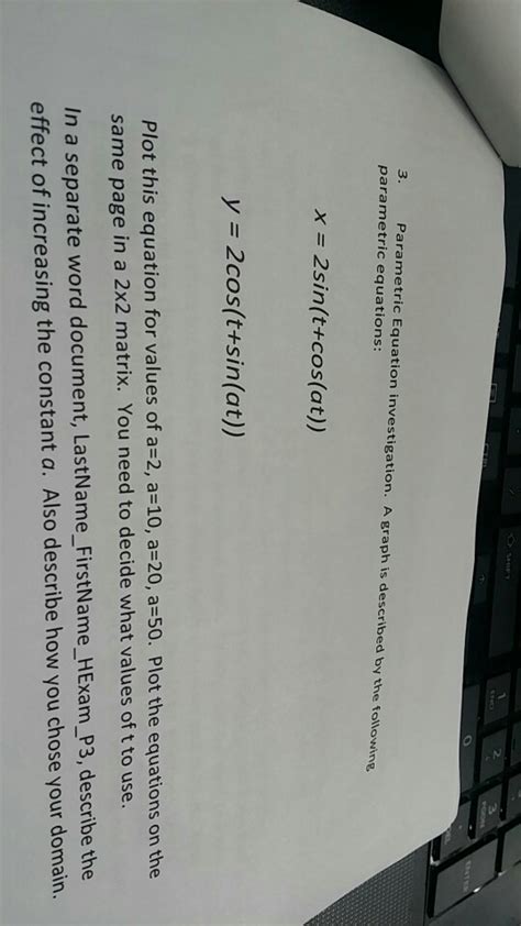 Solved Parametric Equation Investigation A Graph Is Chegg Com