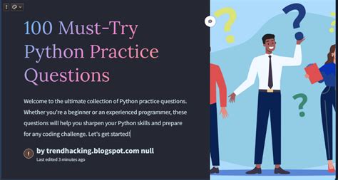 Must Try Python Practice Questions To Sharpen Your Coding Skills TrendHacking