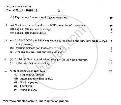 Database Management Systems 2013 2014 Be Computer Engineering Semester 4 Se Second Year Old
