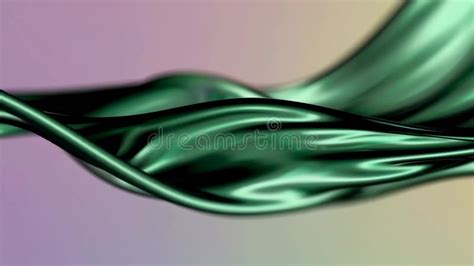 Abstract Green Flowing Waves On Gradient Background Fluidity And