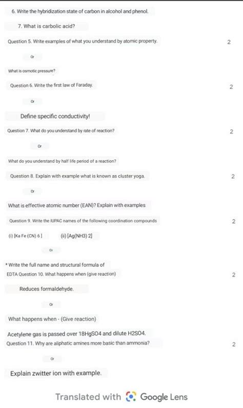 6 Write The Hybridization State Of Carbon In Alcohol And Phenol 7 What