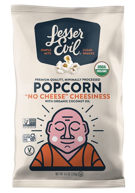 Lesserevil White Cheddar Organic Popcorn No Artificial Ingredients