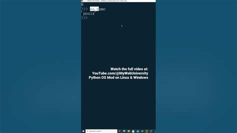 Watch The Full Video At Mywebuniversity Python Os Module Inside Linux And Windows
