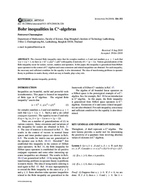 Pdf Bohr Inequalities In C Algebras