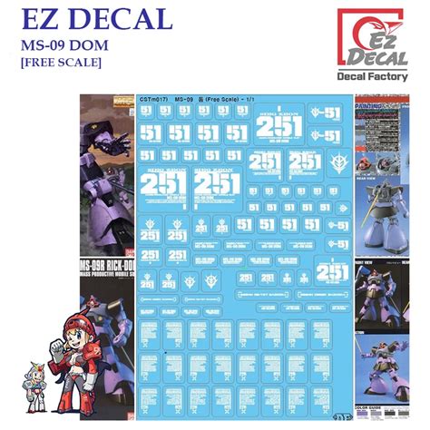 ดีคอลน้ำ [ez Decal] Cstm017 Ms 09 Dom [free Scale] Water Decal Cstm 017 Cstm17 Cstm 17 Shopee