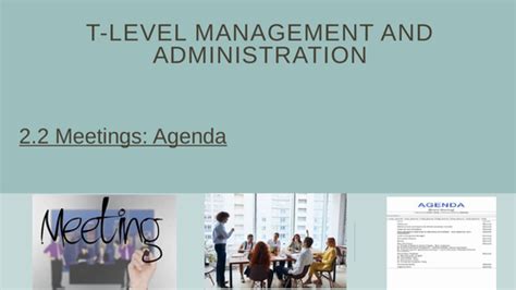 T Level Management And Administration Occupational Specialism Meetings Agendas And Minutes