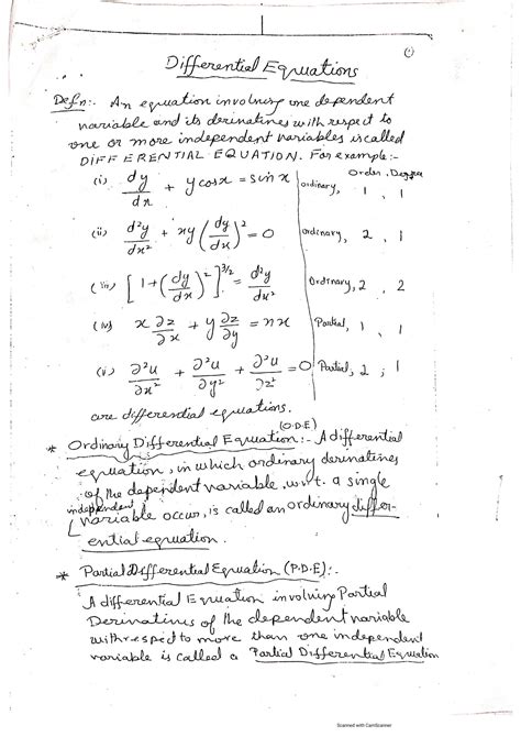 SOLUTION DIFFERENTIAL EQUATION COMPLETE NOTES Studypool
