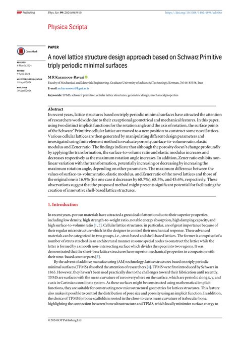 A Novel Lattice Structure Design Approach Based On Schwarz Primitive