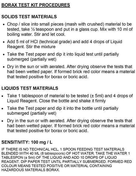 Borax Test Kit